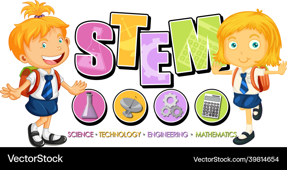 Student kids cartoon character with stem Vector Image