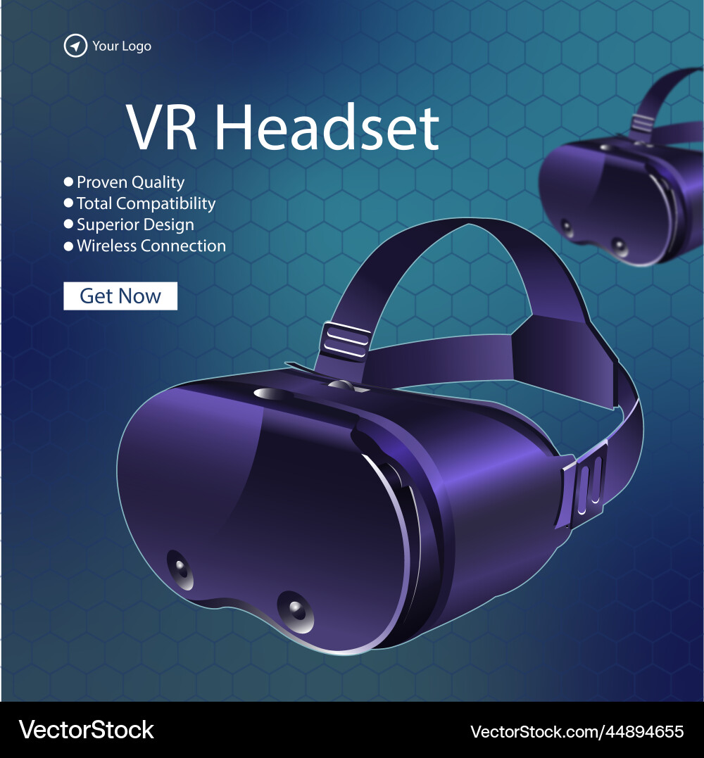Banner design of vr headset Royalty Free Vector Image