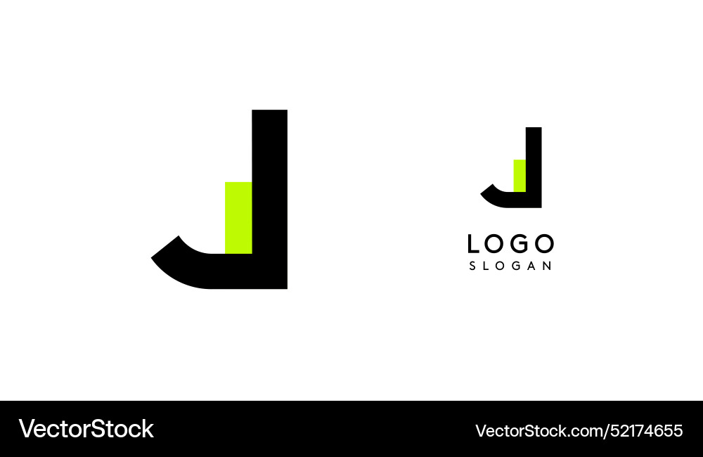 Bauhaus flat unique letter j color logo Royalty Free Vector