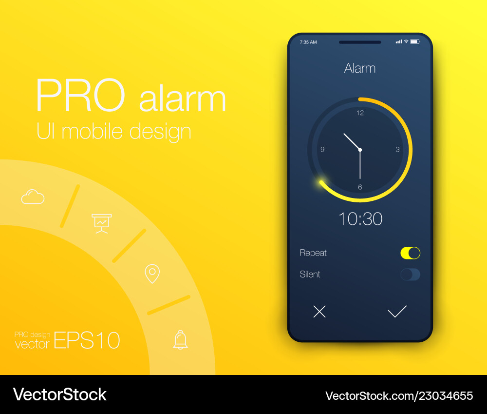 Clock application ui design concept eps 10 Vector Image