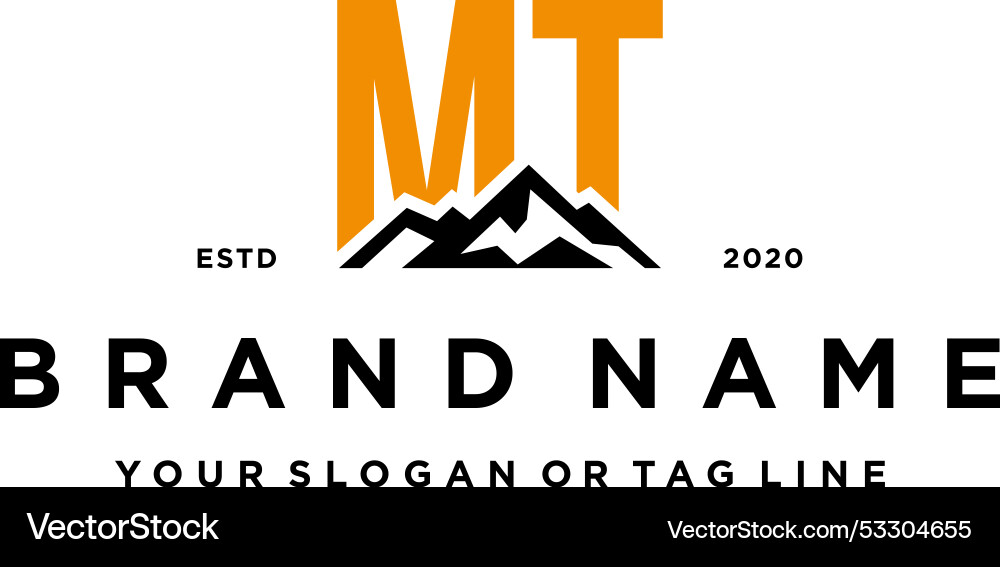 Creative letter mt mountain logo design Royalty Free Vector