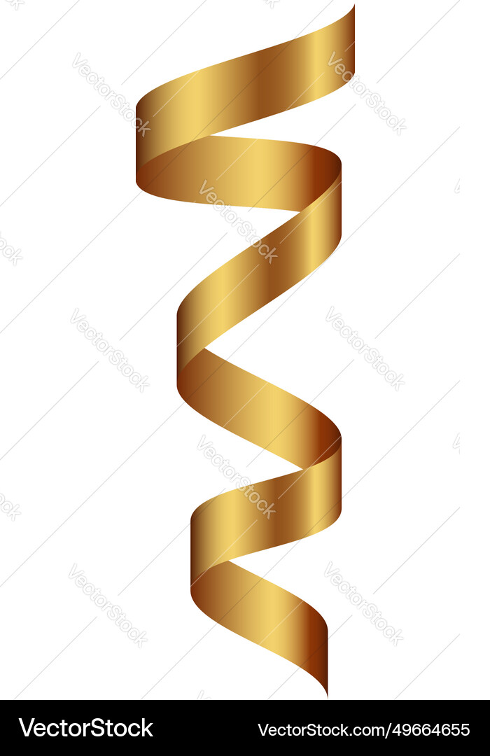 Golden spiral ribbon element Royalty Free Vector Image