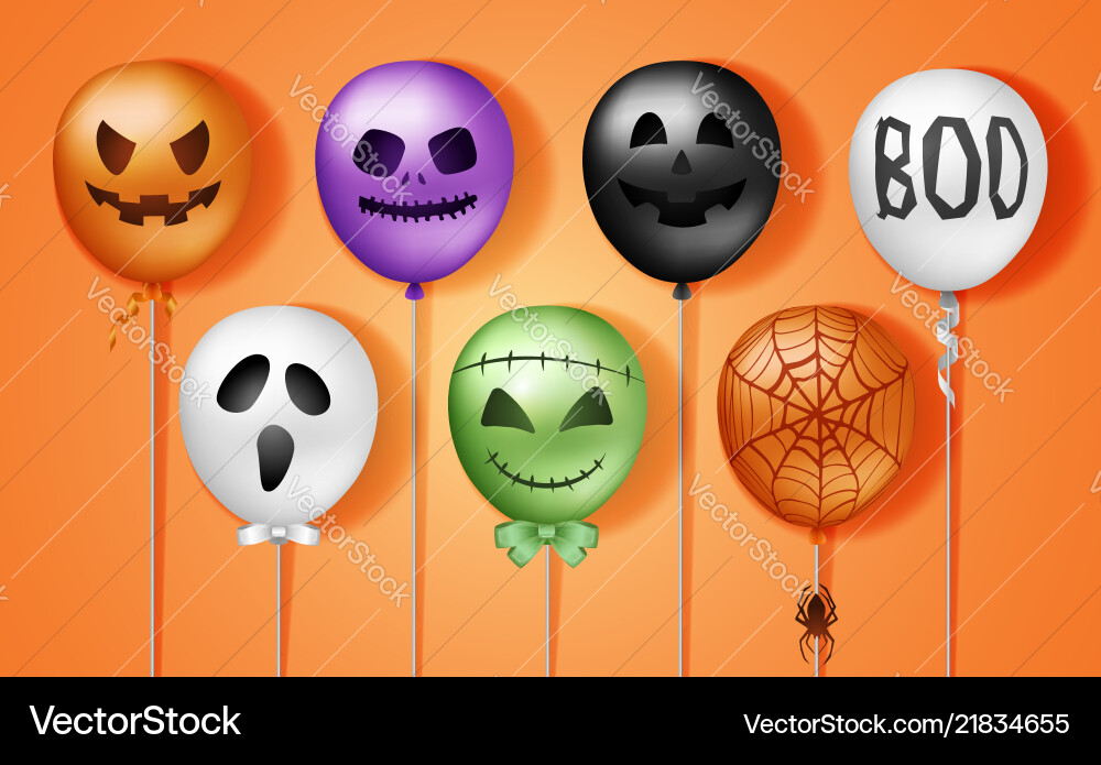 Halloween 3d balloons scary air Royalty Free Vector Image