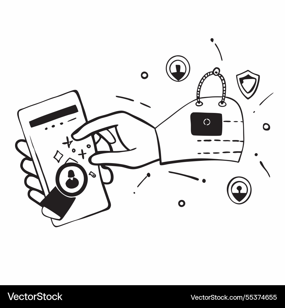 Hand with holographic cybersecurity shield Vector Image