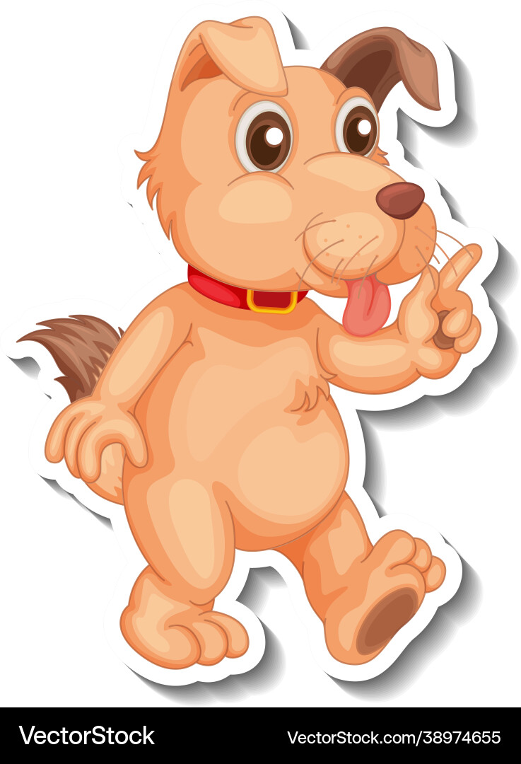 Sticker design with a dog in standing pose Vector Image