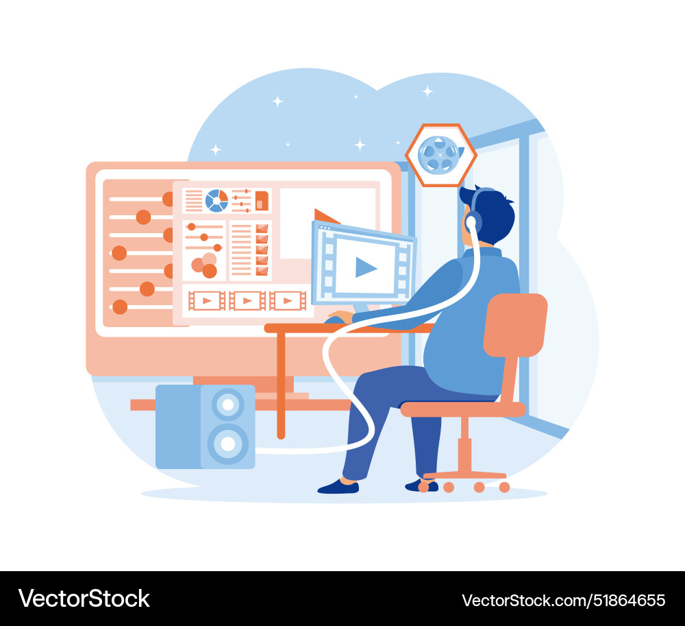 Video editor concept multimedia content Royalty Free Vector