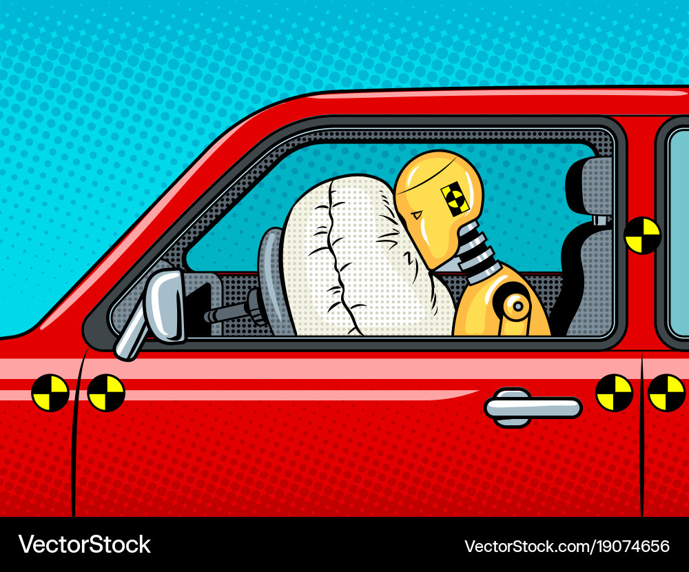 Crash test dummy pop art Royalty Free Vector Image