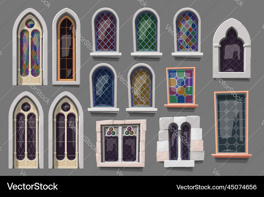 Medieval Window Set Royalty Free Vector Image - VectorStock