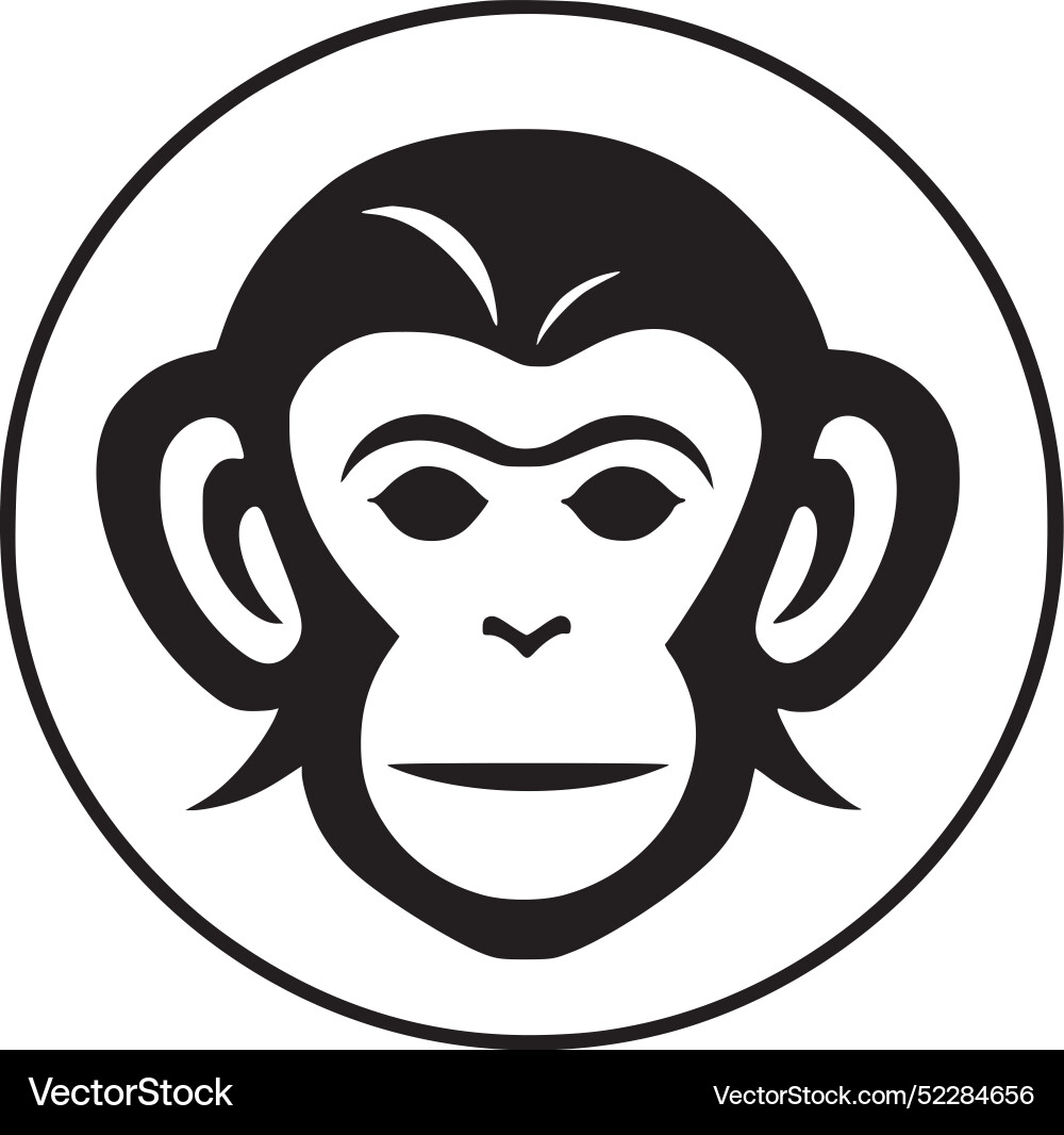 Monkey - minimalist and flat logo Royalty Free Vector Image