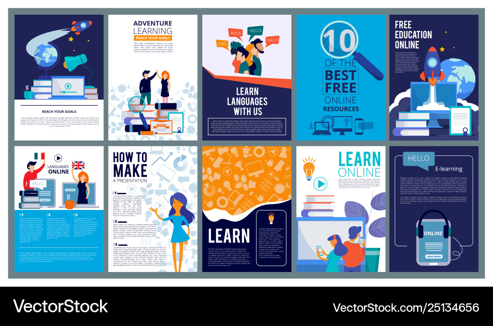 Online Education Poster Templates Royalty Free Vector Image