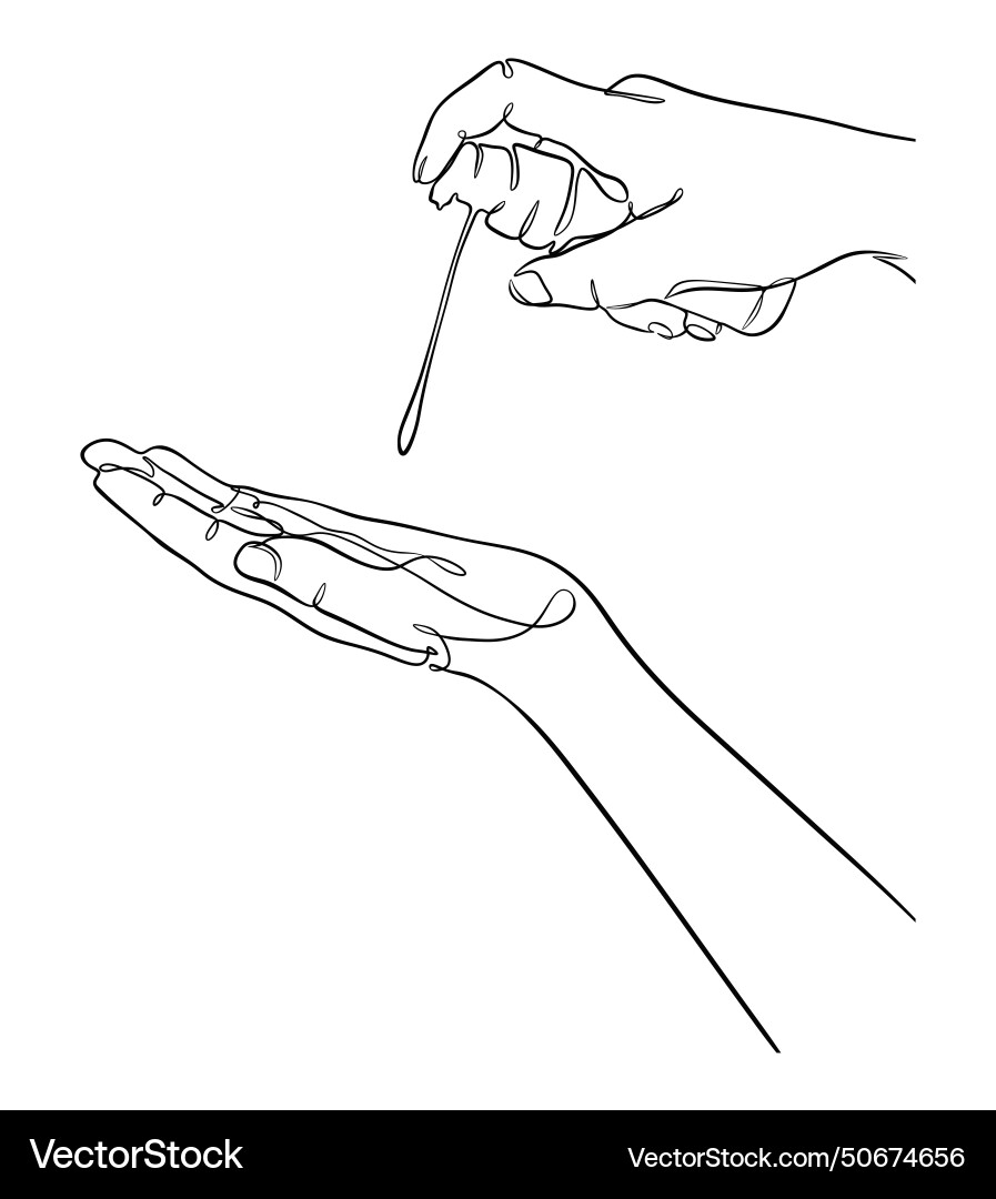 Woman hand spraying sanitizer one continuous Vector Image