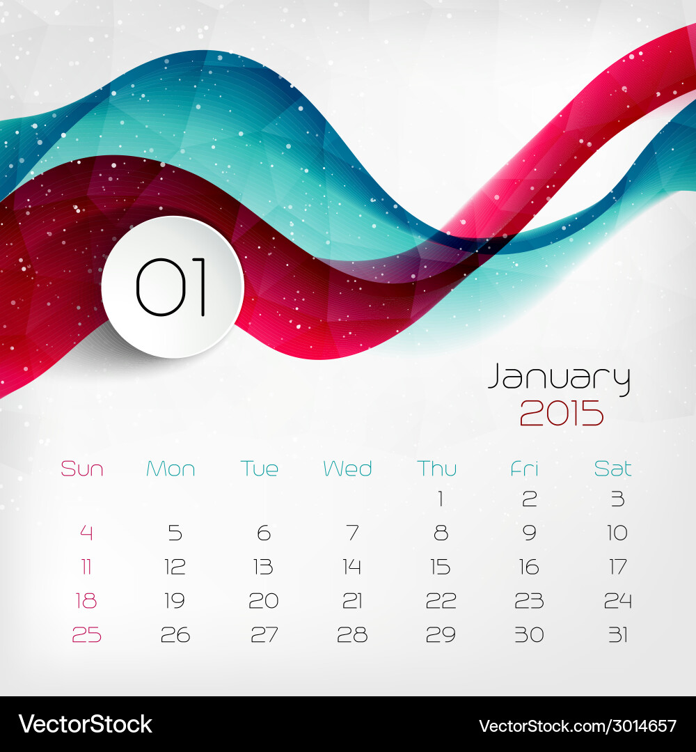 2015 calendar january Royalty Free Vector Image