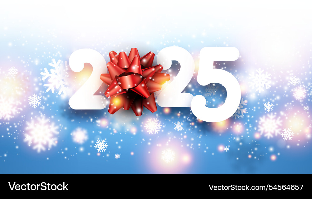 2025 holiday design with red bow and snowflake Vector Image