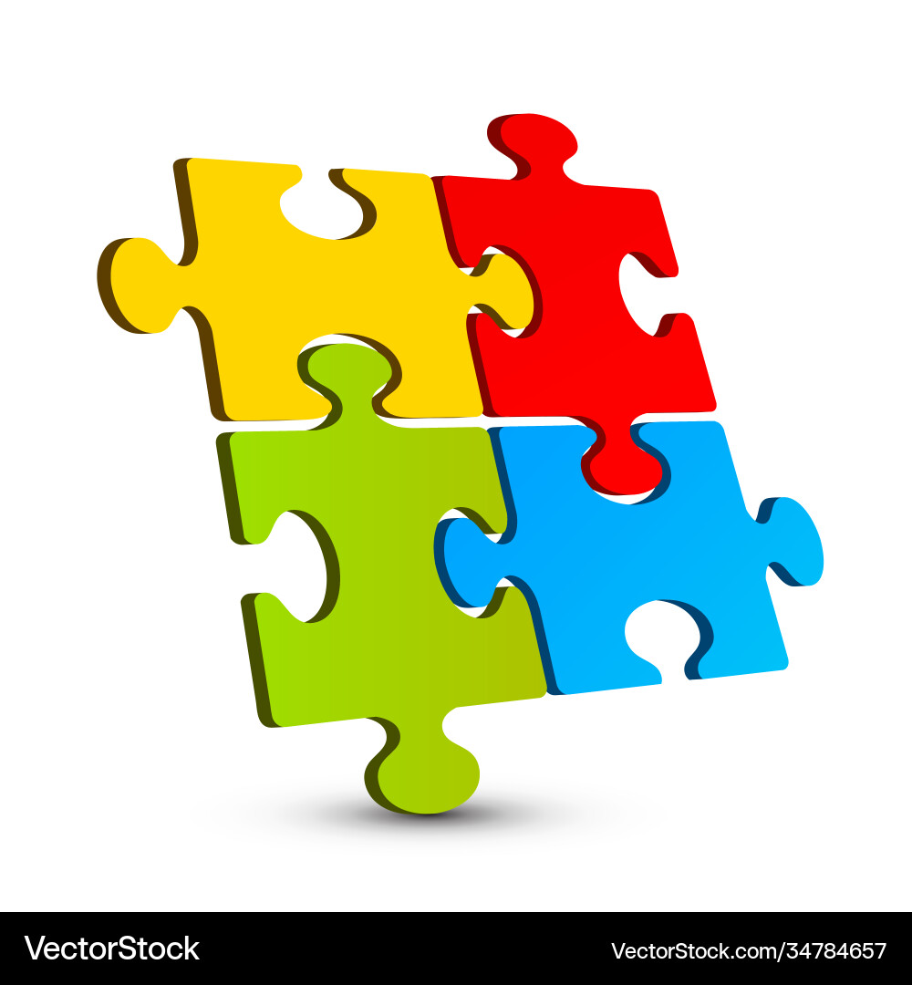 Colorful puzzle pieces isolated Royalty Free Vector Image