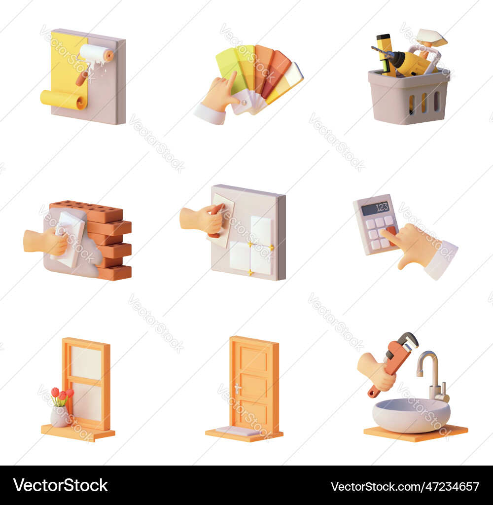 Construction and home renovation icons set Vector Image
