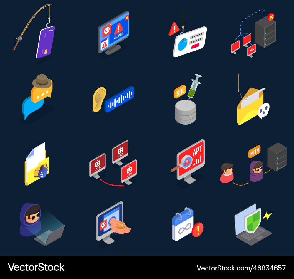 Cyber security set Royalty Free Vector Image - VectorStock