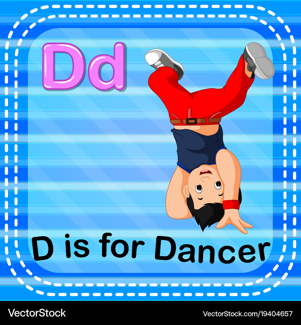 Flashcard Buchstabe d ist für Tänzer Lizenzfreier Vektor