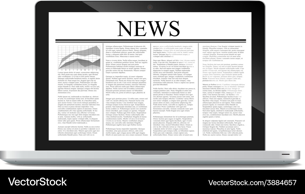 Laptop with news article on screen Royalty Free Vector Image