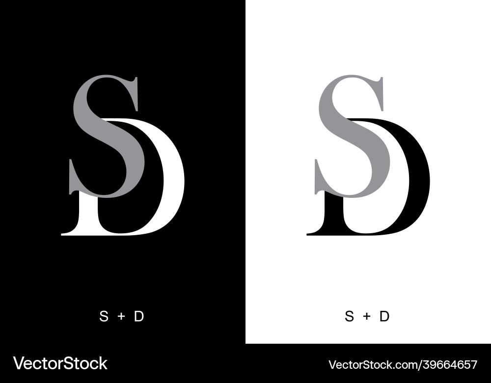 SD Initial Monogram - Elegant Lettermark Vector Image