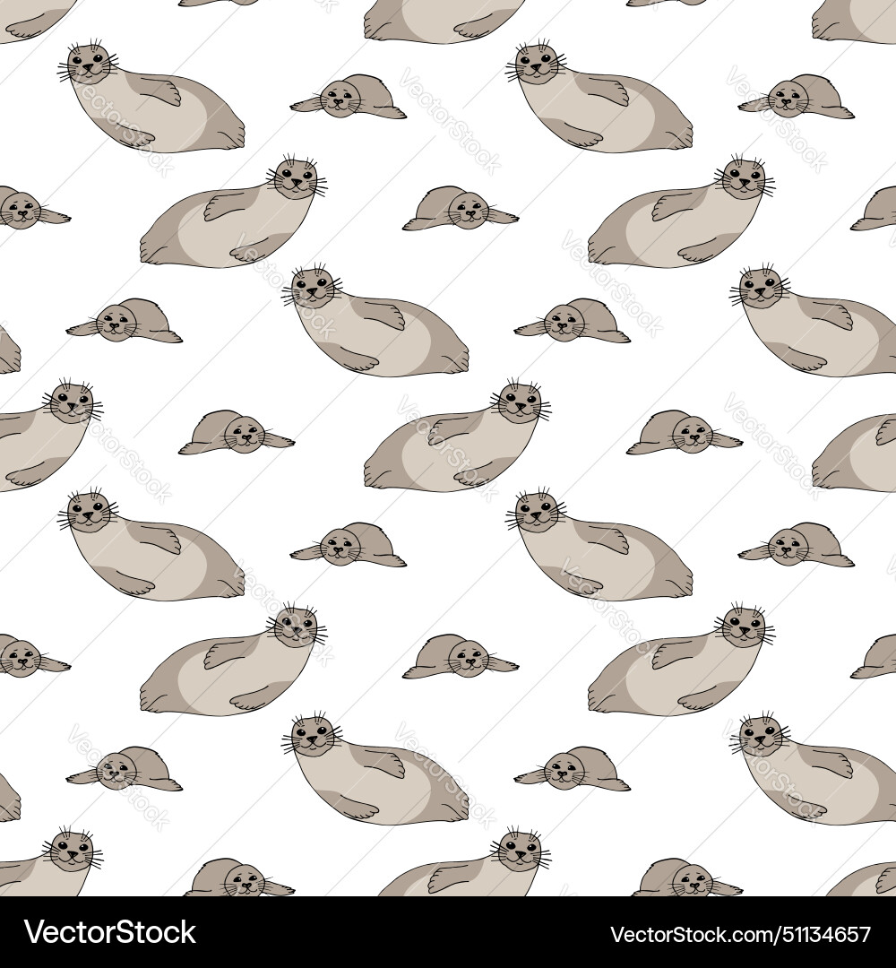 Seamless pattern with seals on white background Vector Image