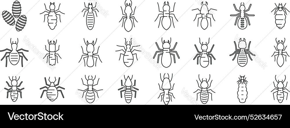 Termite icons set simple of related Royalty Free Vector