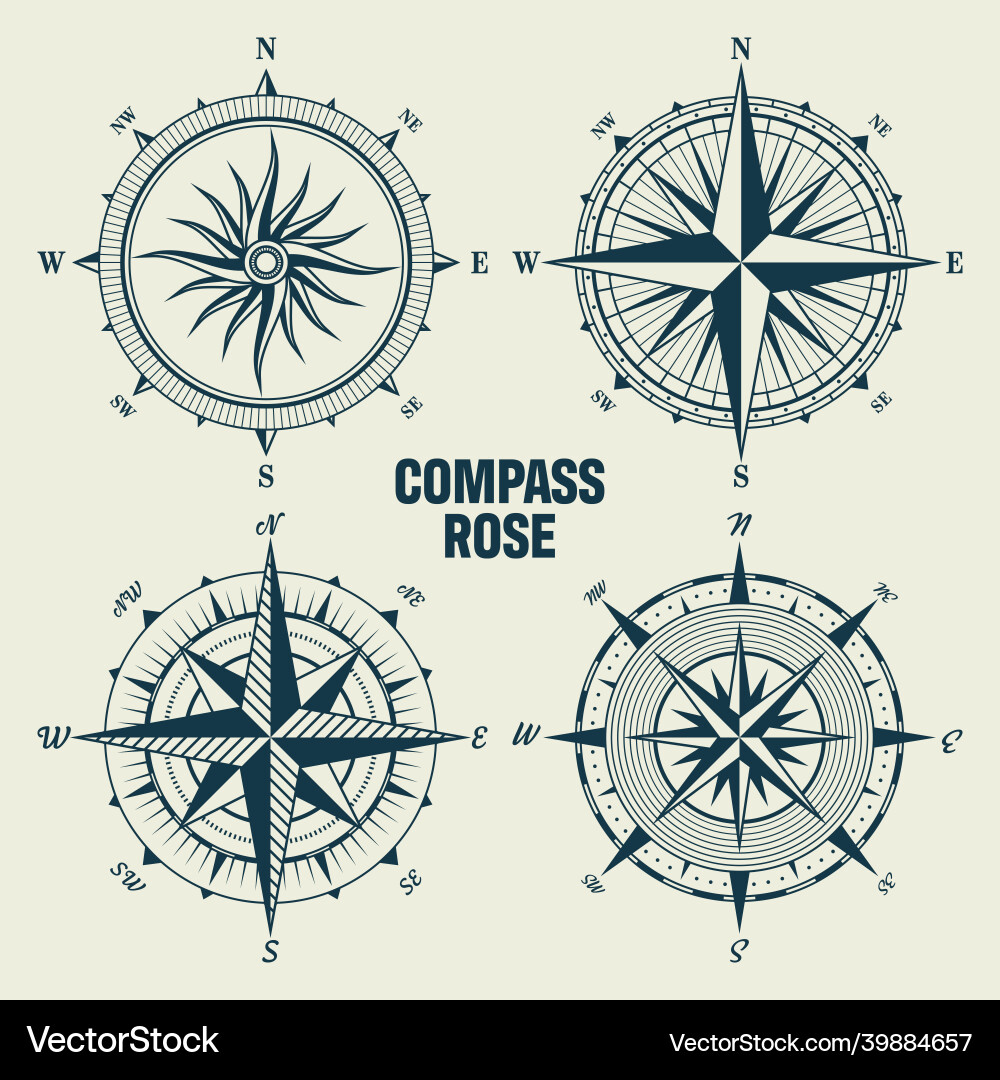Vintage marine wind rose nautical chart Royalty Free Vector