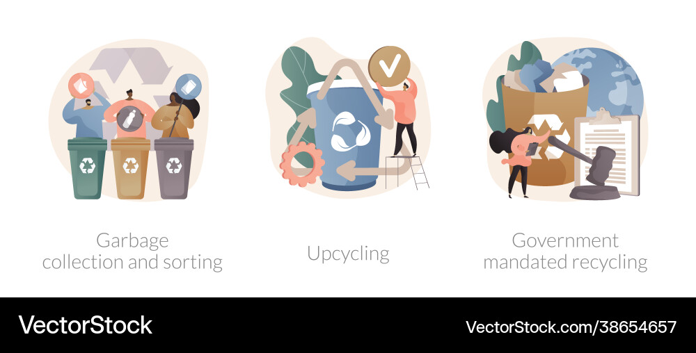 Waste collection and recycling problems abstract Vector Image