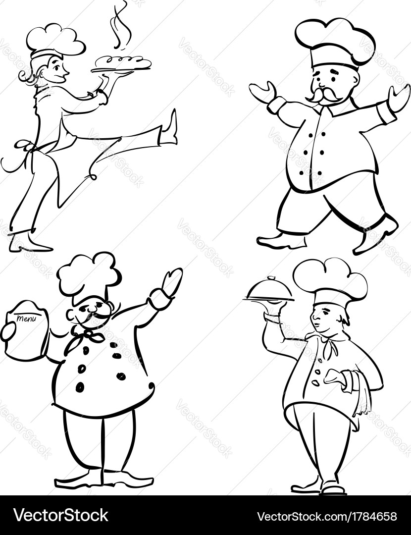 Chef sketch collection cartoon Royalty Free Vector Image