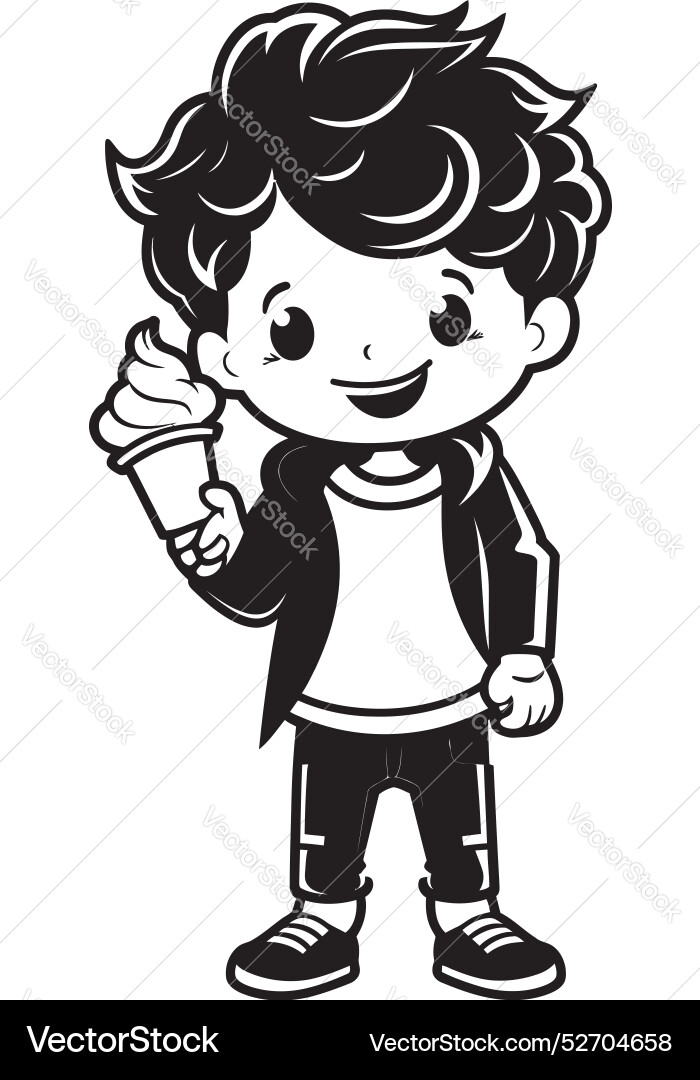Cone comrade cartoon character enjoying ice cream Vector Image