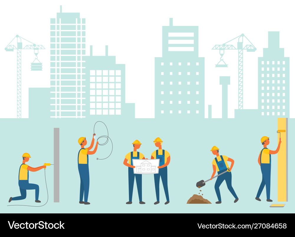 Construction new city infrastructure workers Vector Image