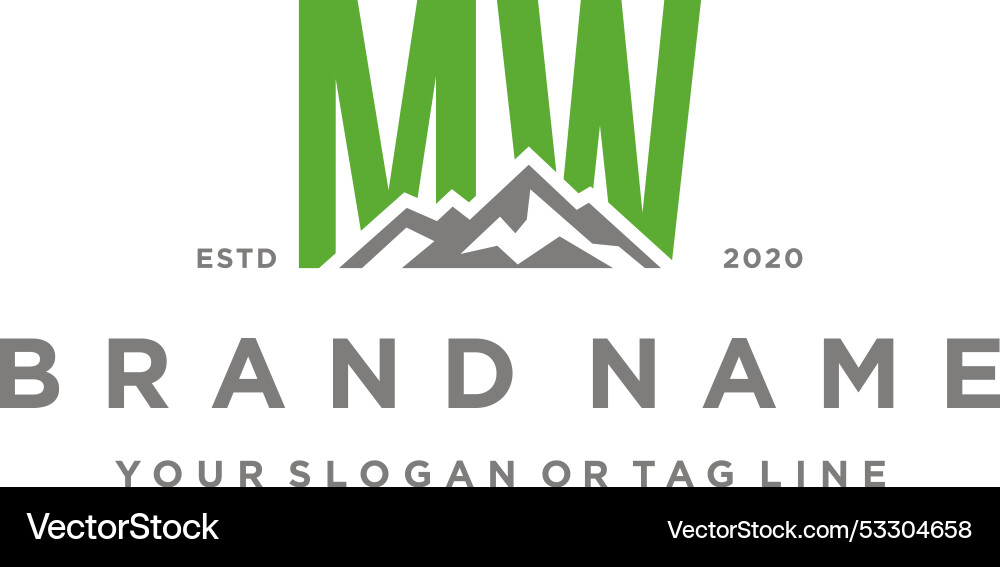 Creative letter mw mountain logo design Royalty Free Vector