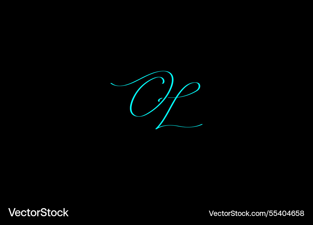 Elegant calligraphy of cursive ol logo Royalty Free Vector