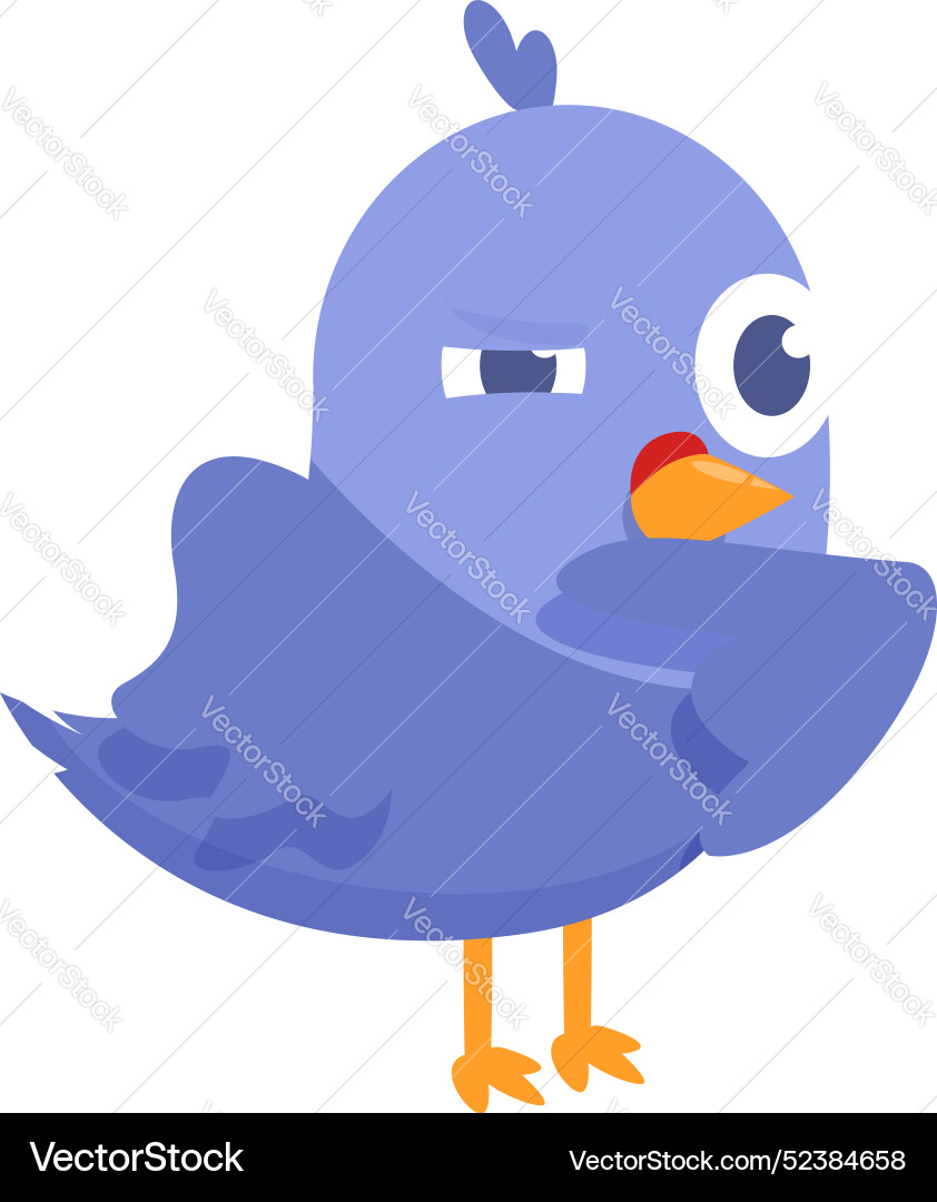 Funny blue bird cartoon character looking Vector Image