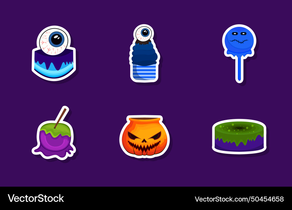Halloween sticker set collection design Royalty Free Vector