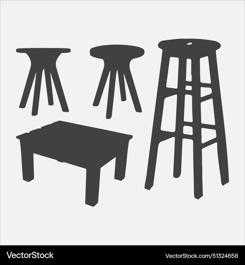 Print wooden bar stool silhouettes Royalty Free Vector Image