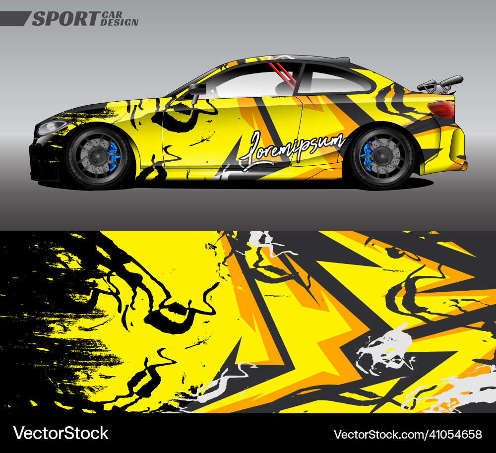 Racing car wrap design with special texture style Vector Image