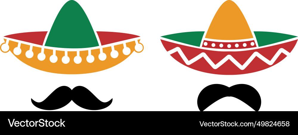 Ranch hat and mustache cinco de mayo mexican Vector Image