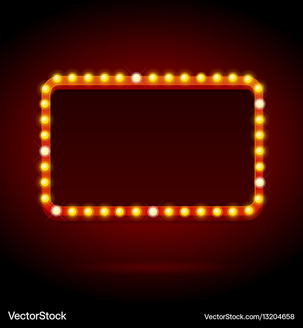 Vintage Neon Light Frame Royalty Free Vector Image