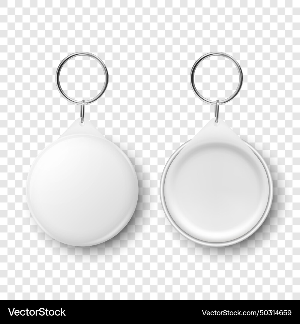 3d realistic white blank round button badge Vector Image