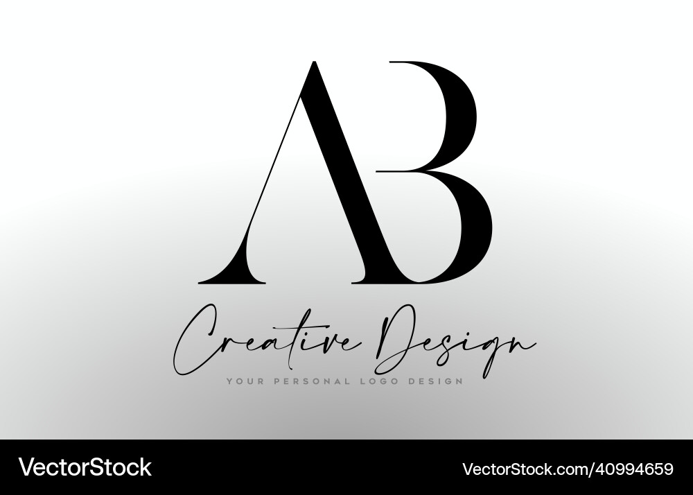 Ab letter logo design icon with serif font Vector Image