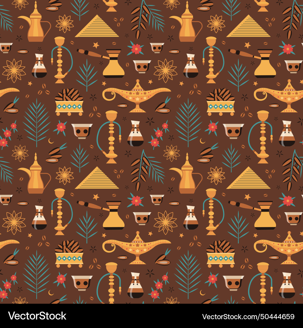 Arab world pattern with arabic culture symbols Vector Image