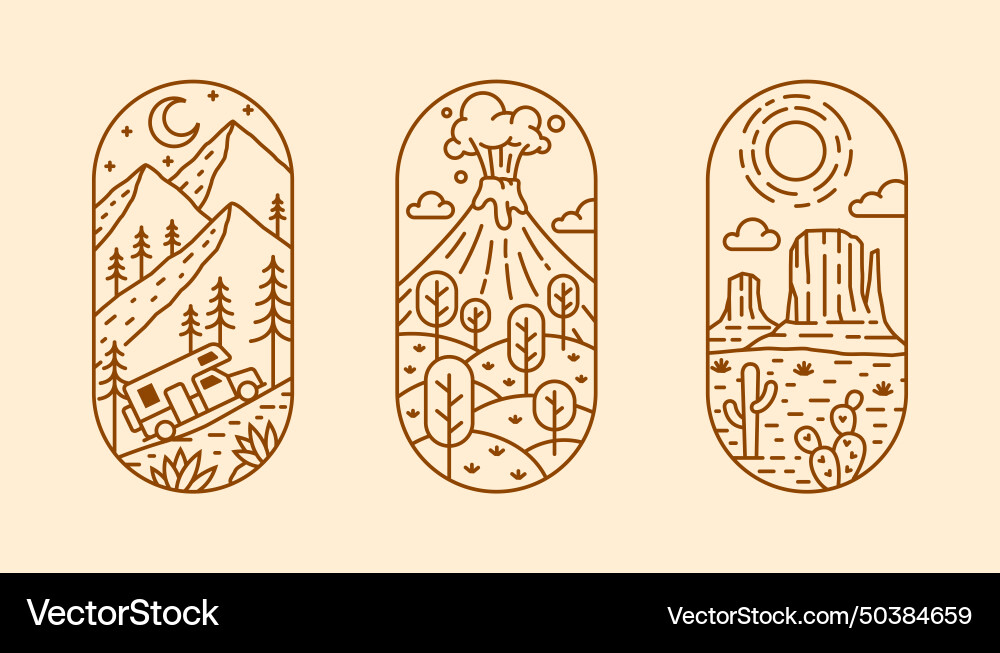 Beautiful nature line art Royalty Free Vector Image