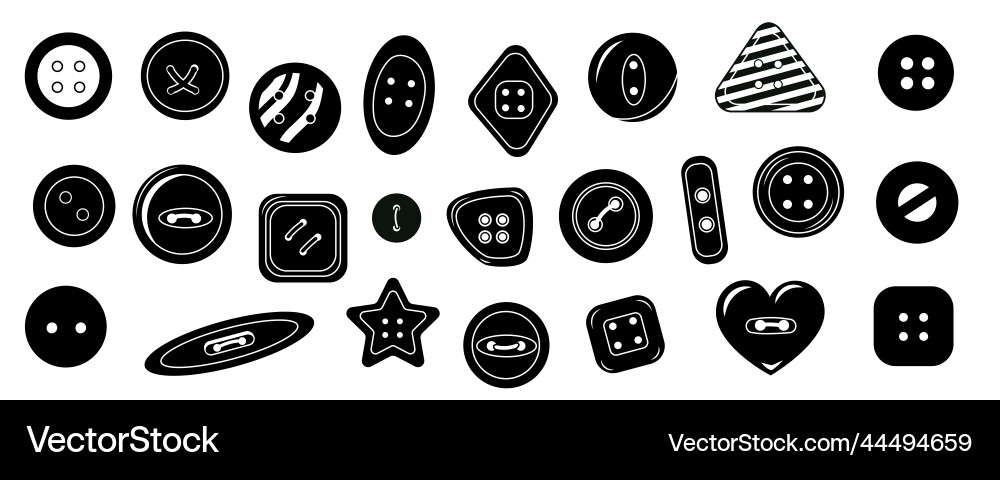 Black clothing buttons simple sewing textile Vector Image