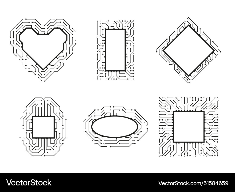 Electronic chip cpu border and digital circuit Vector Image