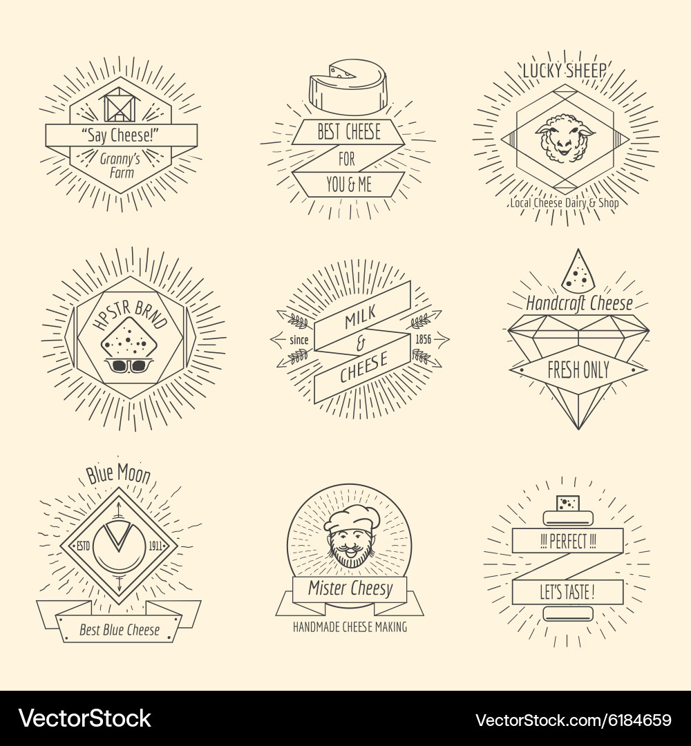 Handmade cheese logo or hipster craft cheesemaking