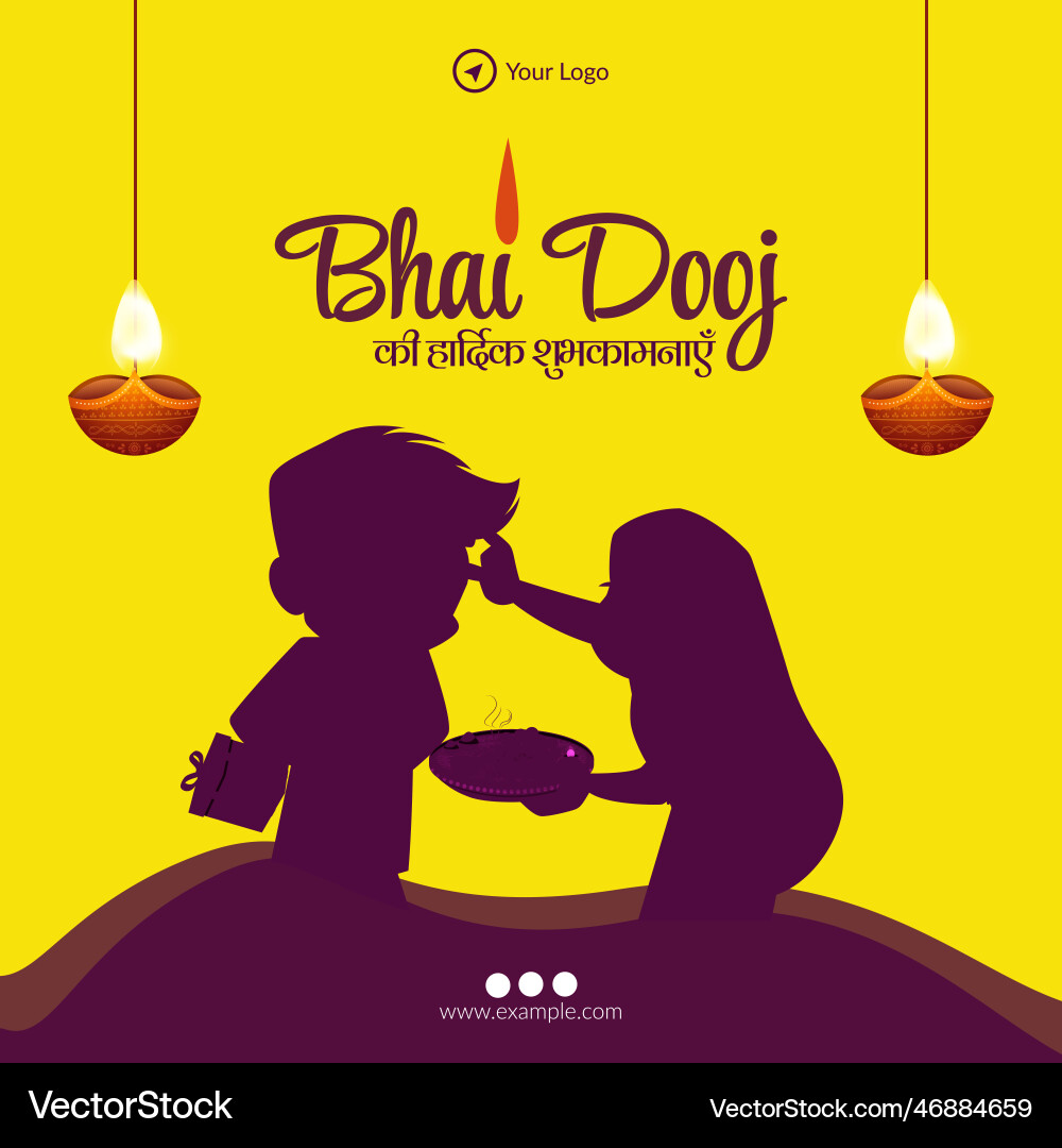 Happy bhai dooj banner design template Royalty Free Vector