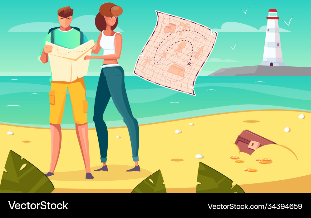 Treasure hunt background Royalty Free Vector Image