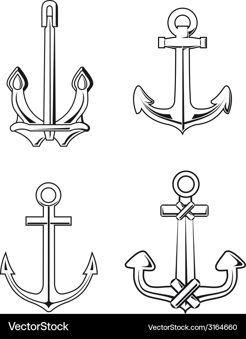 Anchors set Royalty Free Vector Image - VectorStock