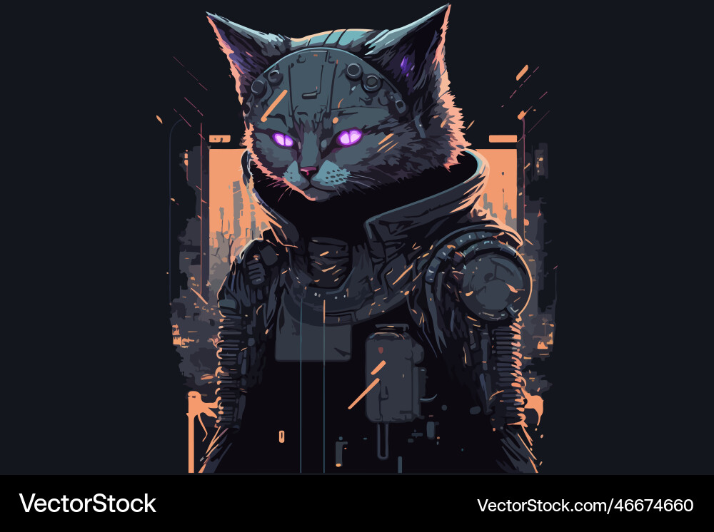 Cat cyberpunk Royalty Free Vector Image - VectorStock
