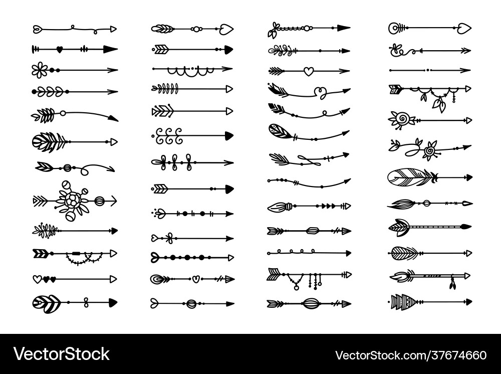 Decorative arrows doodle text dividers ornaments Vector Image